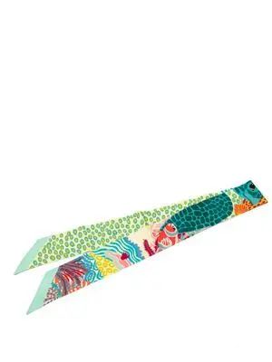 Hermès 2000-2026 Under The Waves Twilly Silk Scarf Scarves - Green