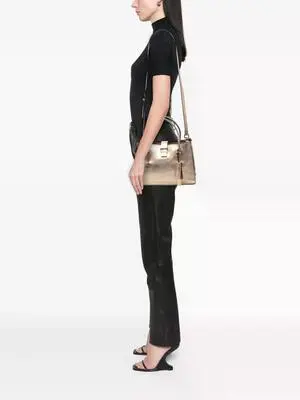Miu Miu Metallic Goatskin Madras Push Lock Tote Satchel
