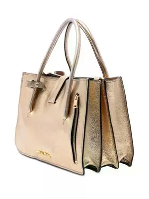 Miu Miu Metallic Goatskin Madras Push Lock Tote Satchel