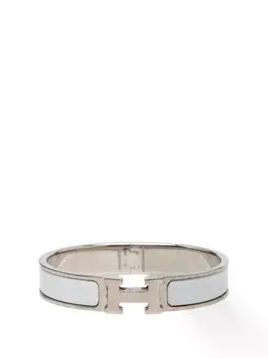 Hermès Enamel Palladium-plated Metal Clic Clac H Bracelet - Neutrals
