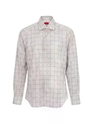Isaia Checked Long-sleeve Shirt - Neutrals