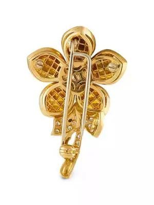 LB EXCLUSIVE Sapphire And Diamond Flower Brooch - Gold