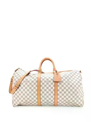 LOUIS VUITTON Keepall Bandouliere Bag Damier 55 Travel Bag - White
