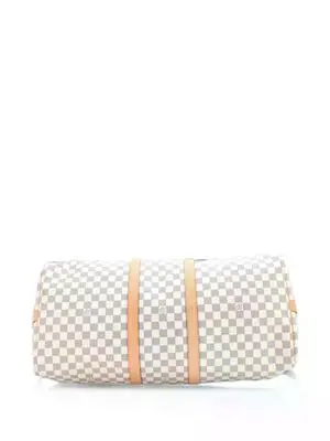 LOUIS VUITTON Keepall Bandouliere Damier 55 Travel Bag - White