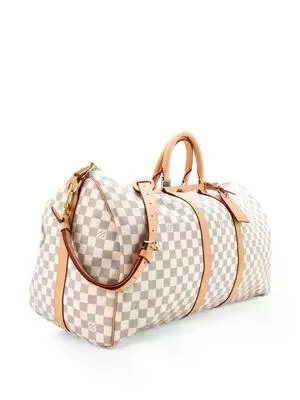 LOUIS VUITTON Keepall Bandouliere Damier 55 Travel Bag - White