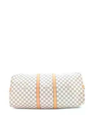 LOUIS VUITTON Keepall Bandouliere Damier 55 Travel Bag - White