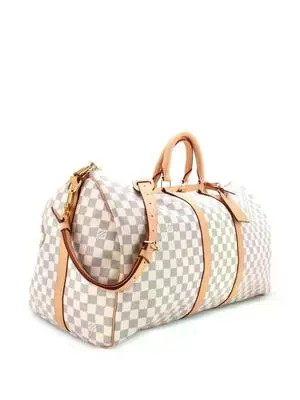 LOUIS VUITTON Keepall Bandouliere Damier 55 Travel Bag - White
