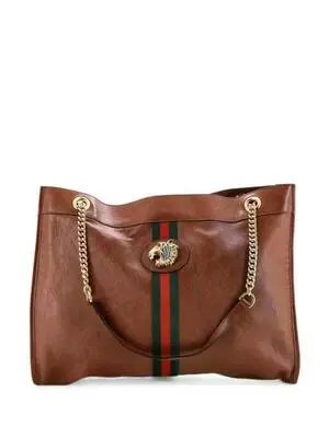 Gucci Rajah Chain Leather Large Tote Bag - Brown