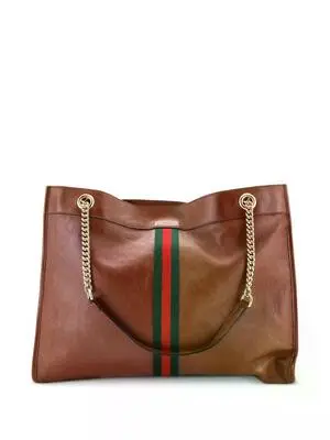 Gucci Rajah Chain Leather Tote Bag - Brown