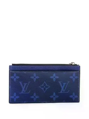 LOUIS VUITTON Coin Monogram Taigarama Card Holder - Blue