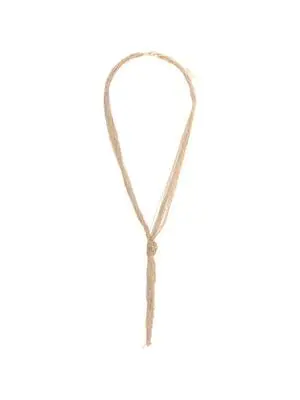 Patrizia Pepe Multi-chain Lariat Necklace With Fringe Detail - Gold