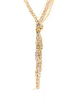 Patrizia Pepe Tone Metallic Multi-chain Lariat Necklace With Knot Detail