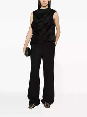 Magda Butrym Black Bouclé-knit Wide-leg Trousers