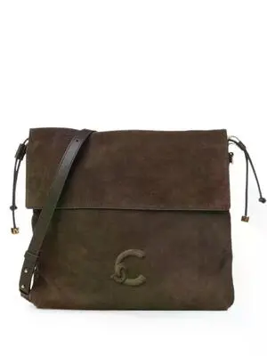 COCCINELLE Suede Logo-patch Shoulder Bag - Brown