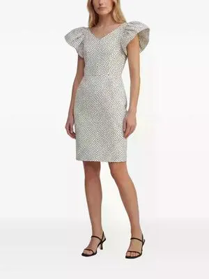 Saint Laurent Polka-dot Ruffle-sleeve Midi Dress