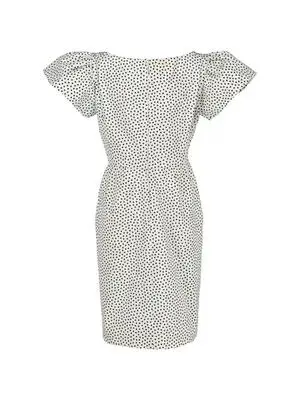 Saint Laurent Polka-dot Ruffle-sleeve Midi Dress