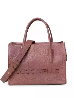 COCCINELLE Logo-embossed Grained Leather Tote Bag - Pink