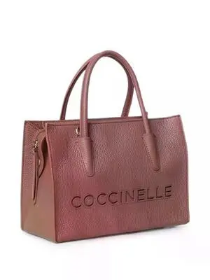 COCCINELLE Logo-embossed Grained Leather Tote Bag
