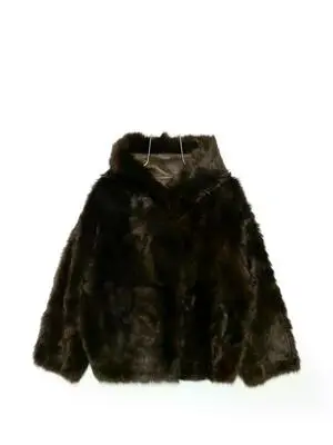 YVES SALOMON Hooded Jacket - Brown