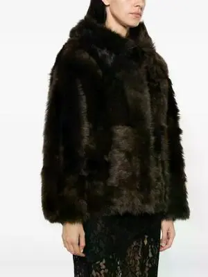 YVES SALOMON Hooded Fur Jacket - Brown