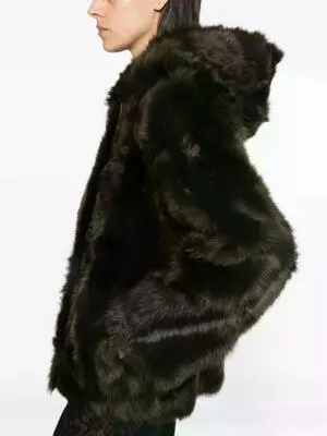 YVES SALOMON Hooded Fur Jacket - Brown