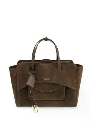 HIDESINS Medium Flap Pocket Suede Handbag - Brown