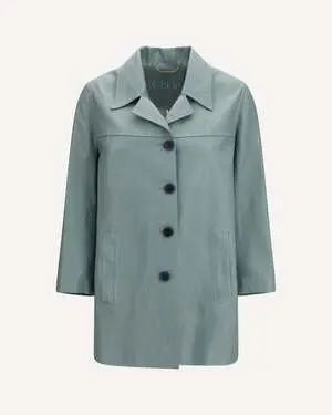Chloé Long Lambskin Leather Jacket - Blue