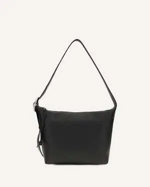 Loewe Medium Loop Hobo Bag In Grained Calfskin - Black