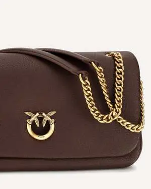 Pinko Love Birds Click Soft Horizontal Leather Shoulder Bag