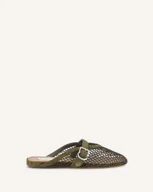 Alaïa Flat Mesh Mules - Green