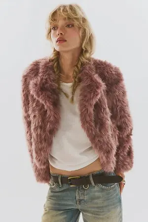 Free People Free People Supernova Cropped Faux Fur Jacket Winter Himalayas