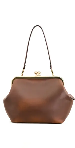 COACH Loved Leather Kiss-lock Frame Bag 27 - Brown