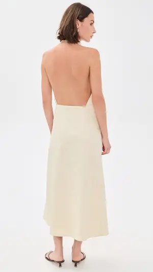 ST. AGNI Halter Wrap Backless Dress
