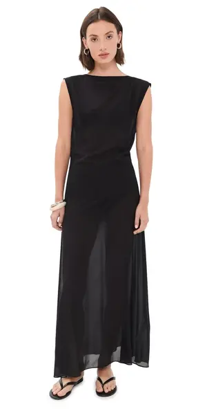 ST. AGNI Stretch Silk Bateau Dress