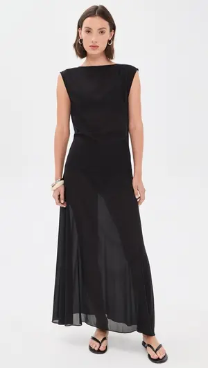 ST. AGNI Stretch Silk Bateau Dress