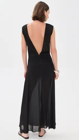 ST. AGNI Stretch Silk Bateau Dress