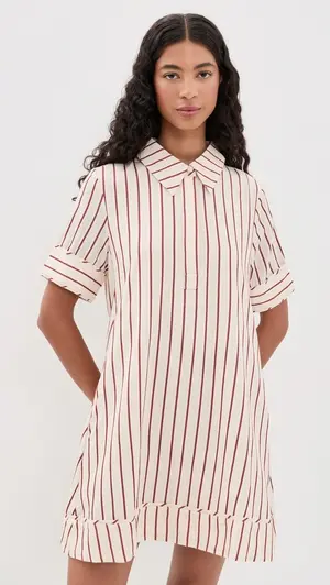 English Factory Stripe A-line Mini Shirt Dress