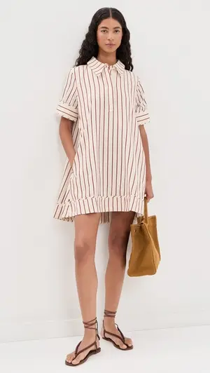 English Factory Stripe A-line Mini Shirt Dress