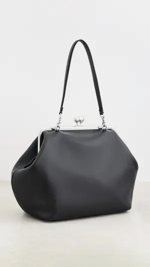COACH Large Leather Kiss-lock Frame Bag