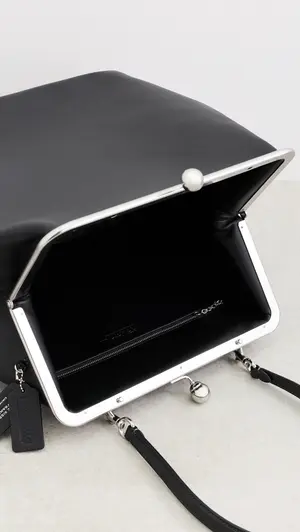 COACH Large Leather Kiss-lock Frame Bag