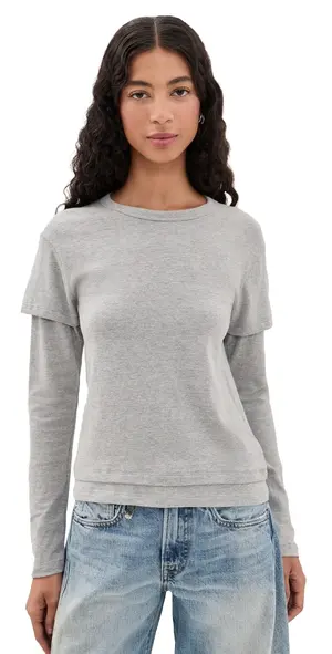 EB DENIM Rory Layered Long Sleeve - Heather Grey