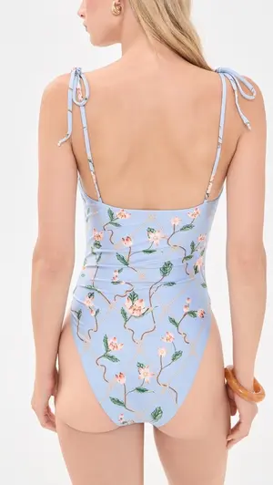 Agua Bendita Ruched Floral Print One Piece With Underwire Cups