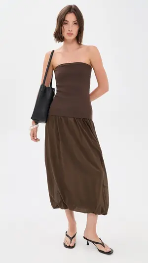 ST. AGNI Strapless Balloon Hem Dress