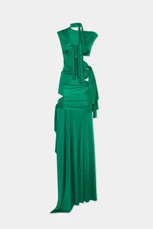 Dsquared2 Shiny Viscose Jersey Long Dress - Green
