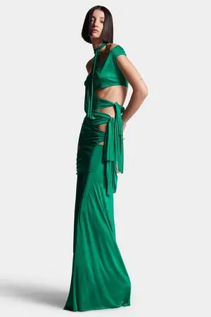 Dsquared2 Shiny Viscose Jersey Long Dress