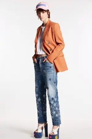 Dsquared2 Medium Wash Star Embellished Jeans