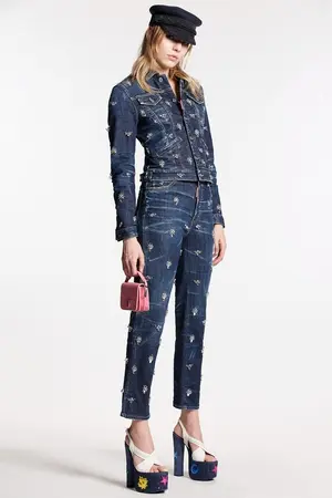 Dsquared2 Crystal Flies Wash Boston Jeans - Blue