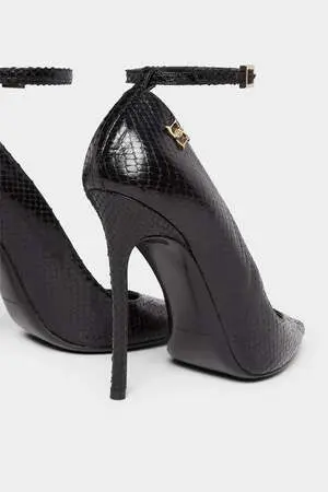Dsquared2 Double D Leather Pumps With Ankle Strap - Black