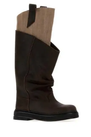 Attico Leather Boots - Silver