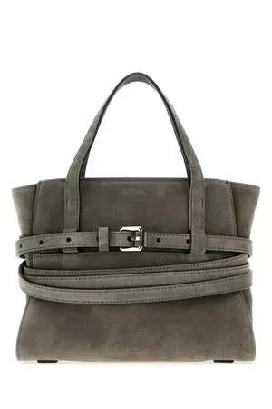 Moschino Grey Suede Tie Me Handbag - Gray